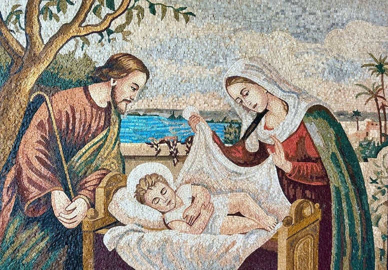 Natural Stone Mosaic Mural - The Holy Family I iMosaicArt | Religious ...